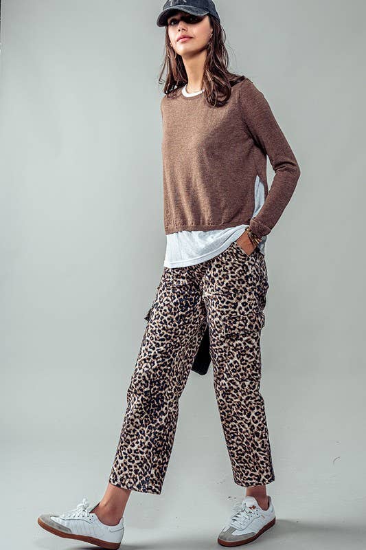 Savanna Leopard Cropped Cargo Pants | Lavender Lane Boutique